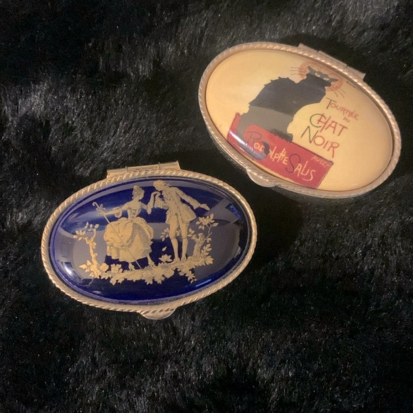 Other | Vintage Cobalt Blue Pill Box Touree Du Cat Noir Pill Box | Poshmark